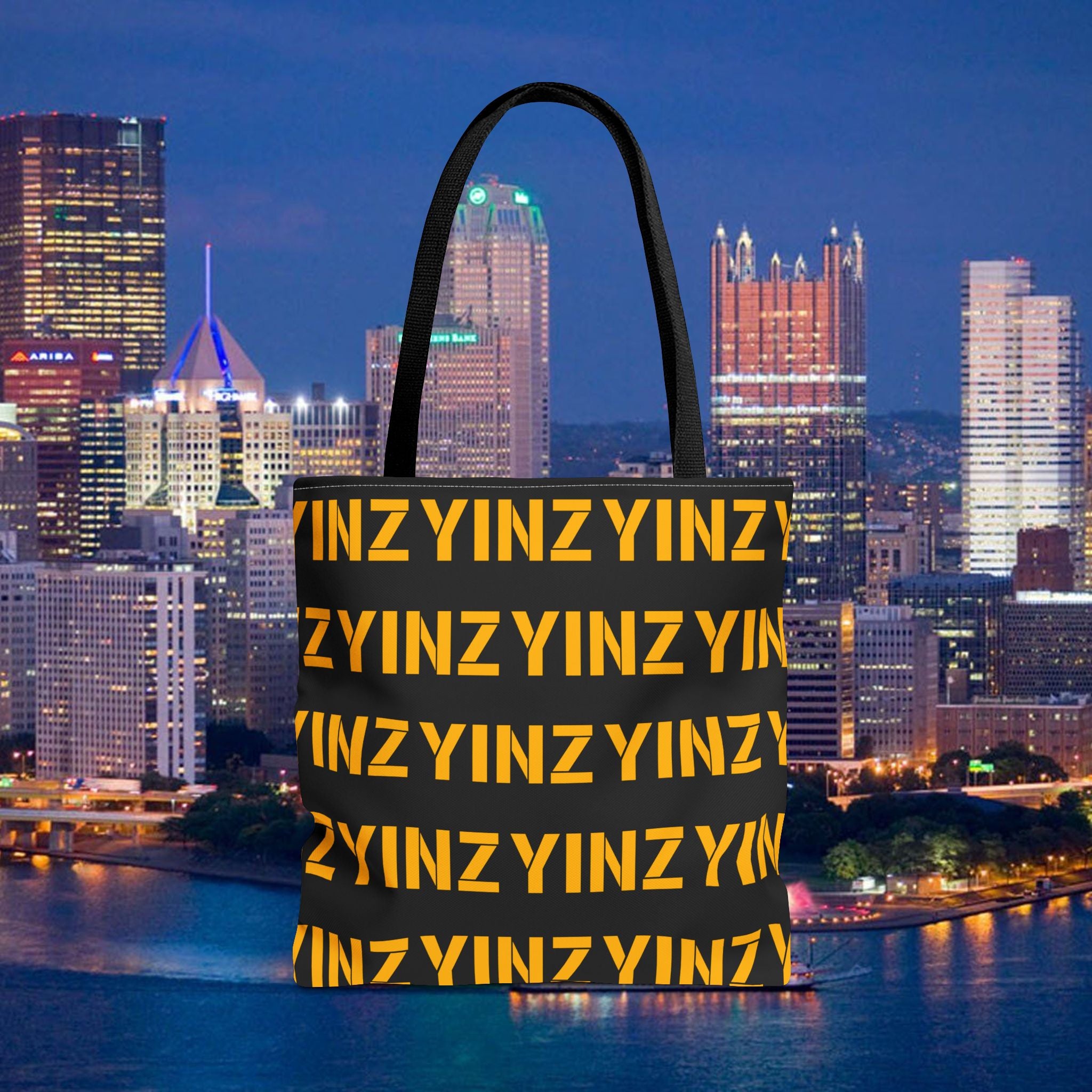 Yinz Pittsburgh Tote Bag 18x18 Canvas | Pittsburghese Pattern Shopper ...